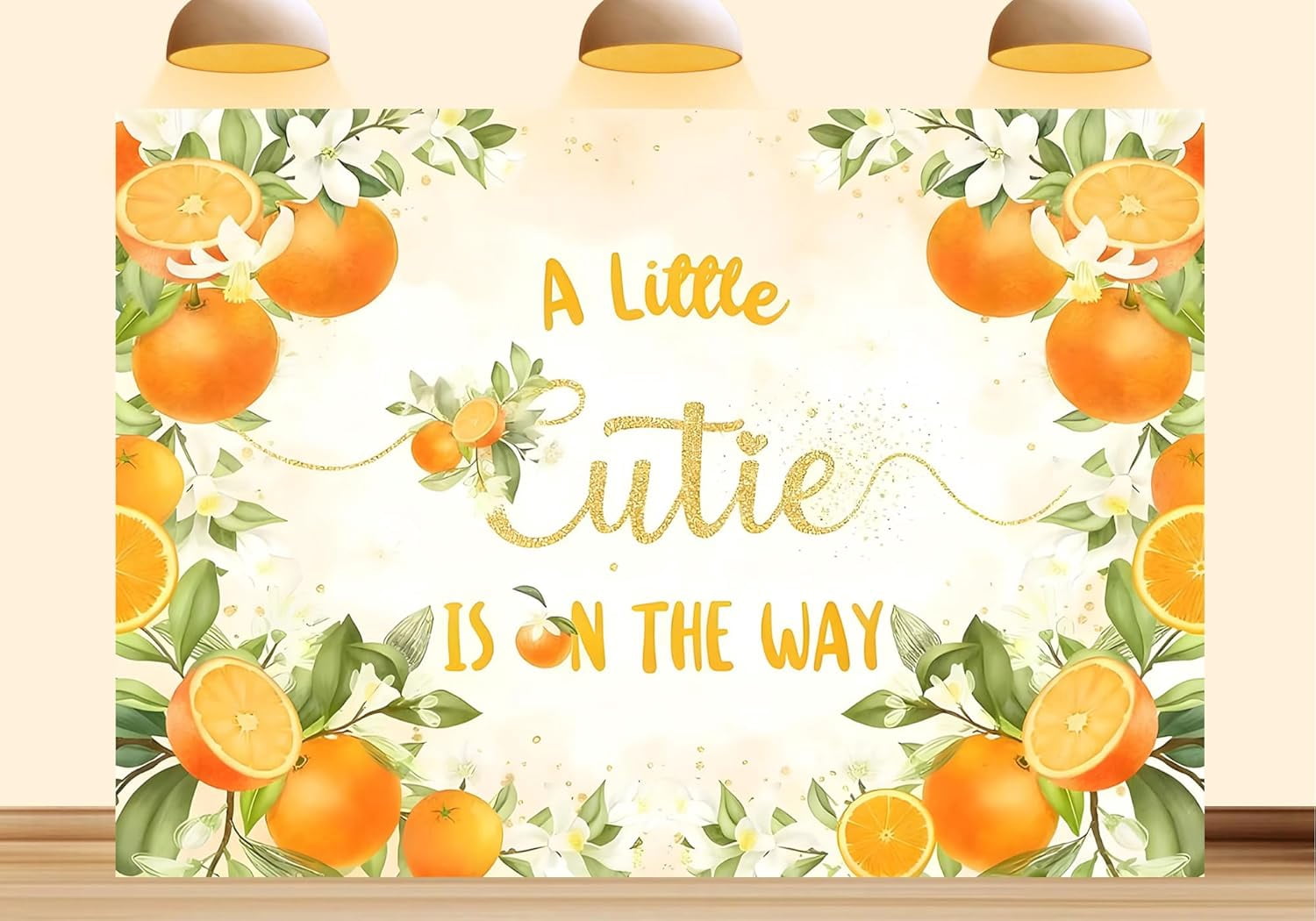 Citrus Orange Gender Reveal Backdrop A Little Cutie is On The Way ...