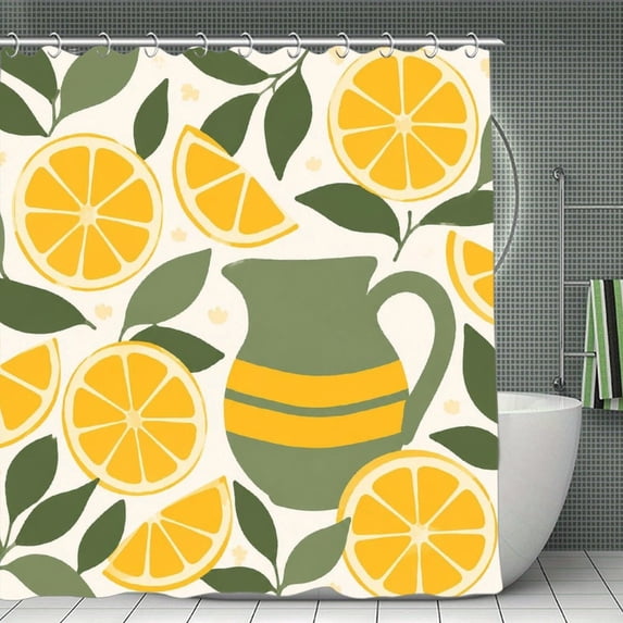 Citrus Pitcher Seamless Pattern Print Shower Curtain,Cloth Fabric ...