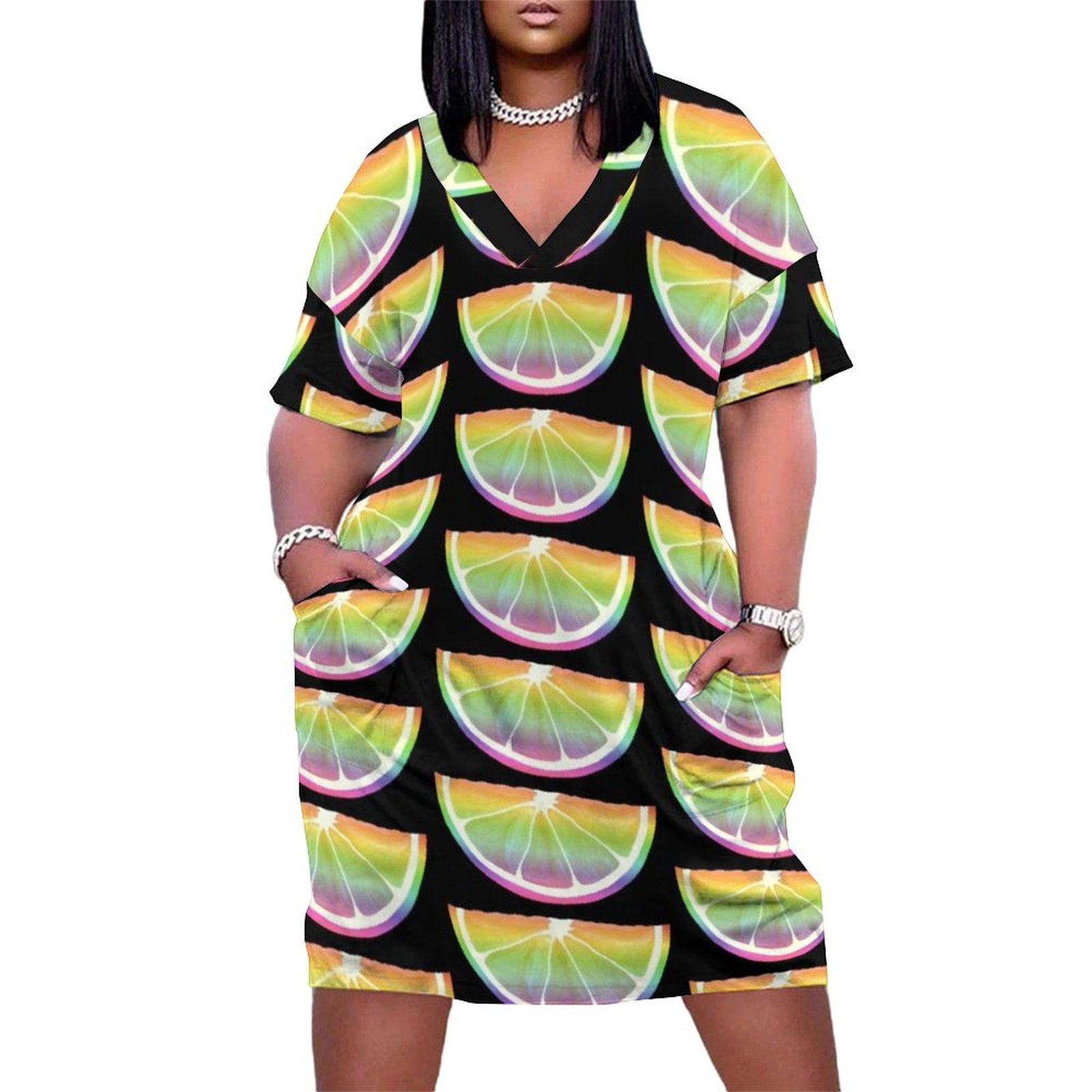 Citrus Slice Loose Pocket Dress fairy dress elegant women's sets Female ...