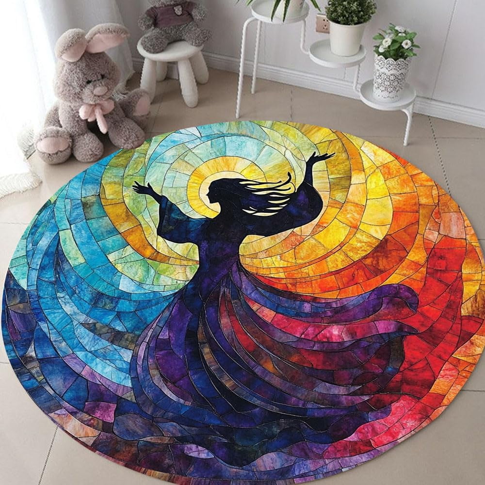 Citrus Slice Round Area Rug, lemon orange fruit circle carpet for ...