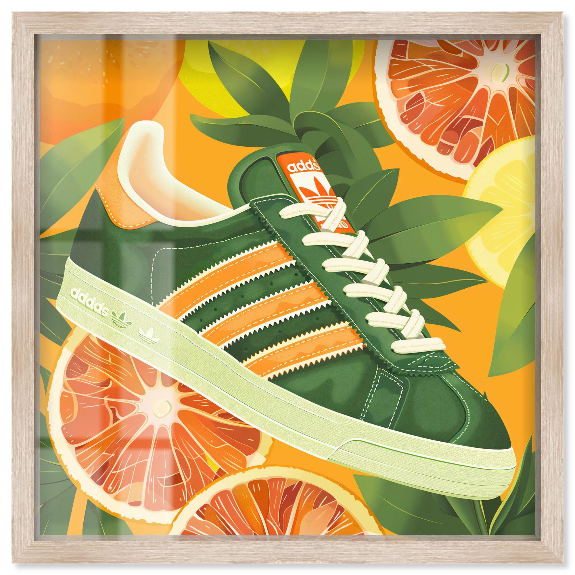 Citrus Sneaker Shadowbox Print Sneaker Wall Art by Art Remedy, Blonde ...