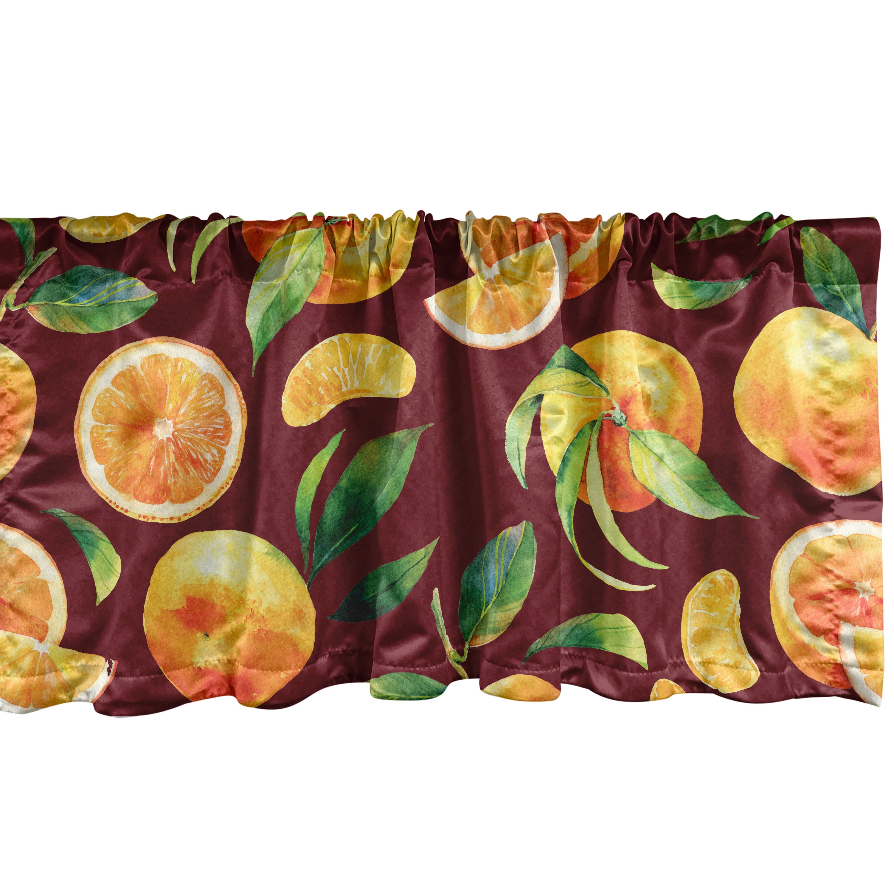 Citrus Window Valance, Vintage Design Mandarin Pattern with Leaves ...