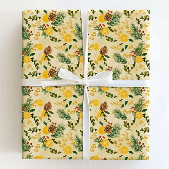 Citrus and Pine - Christmas Wrapping Paper Roll - Gift Wrap for ...