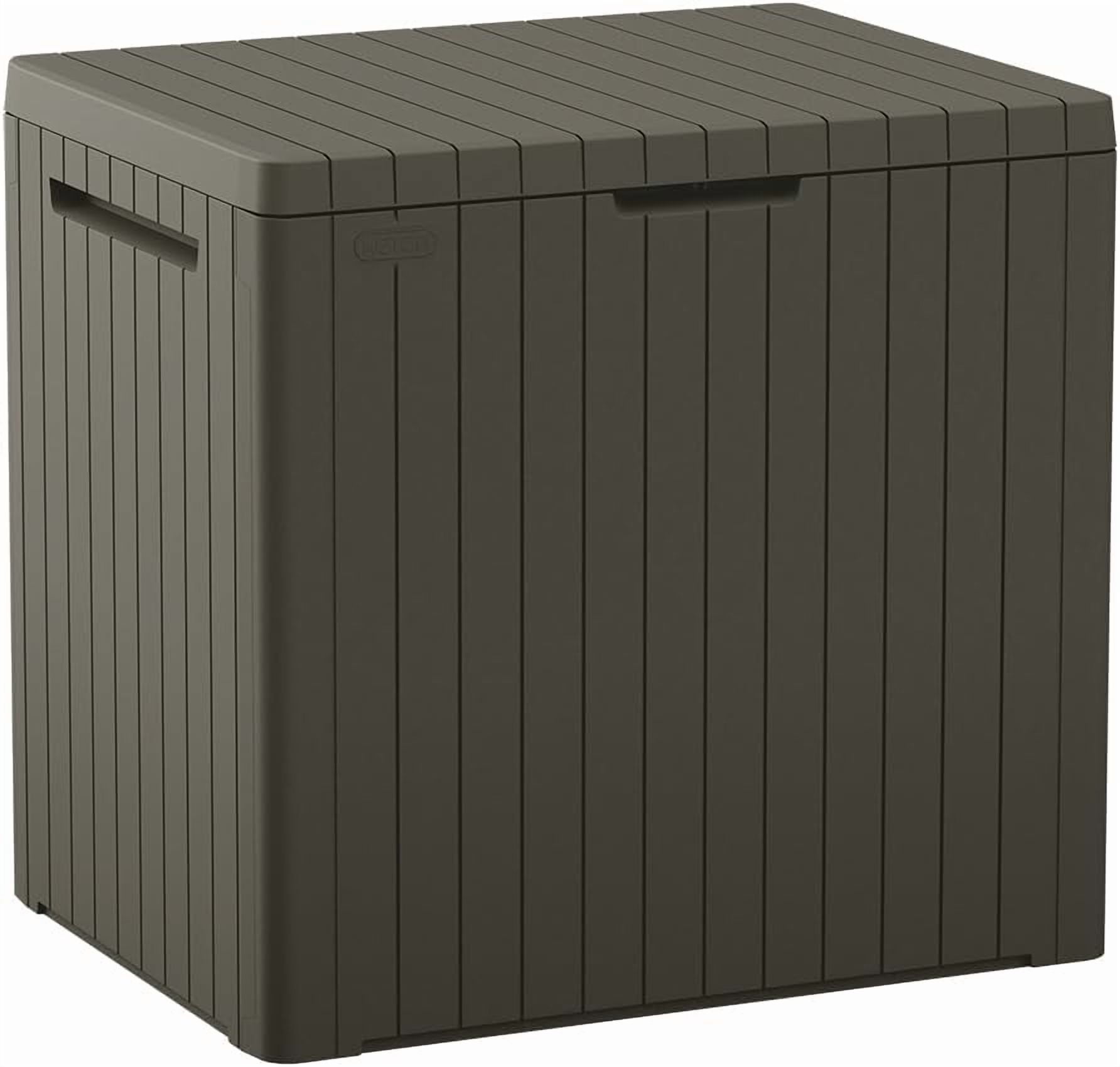City 30 Gallon Resin Outdoor Storage Box and Patio Furniture Side Table ...