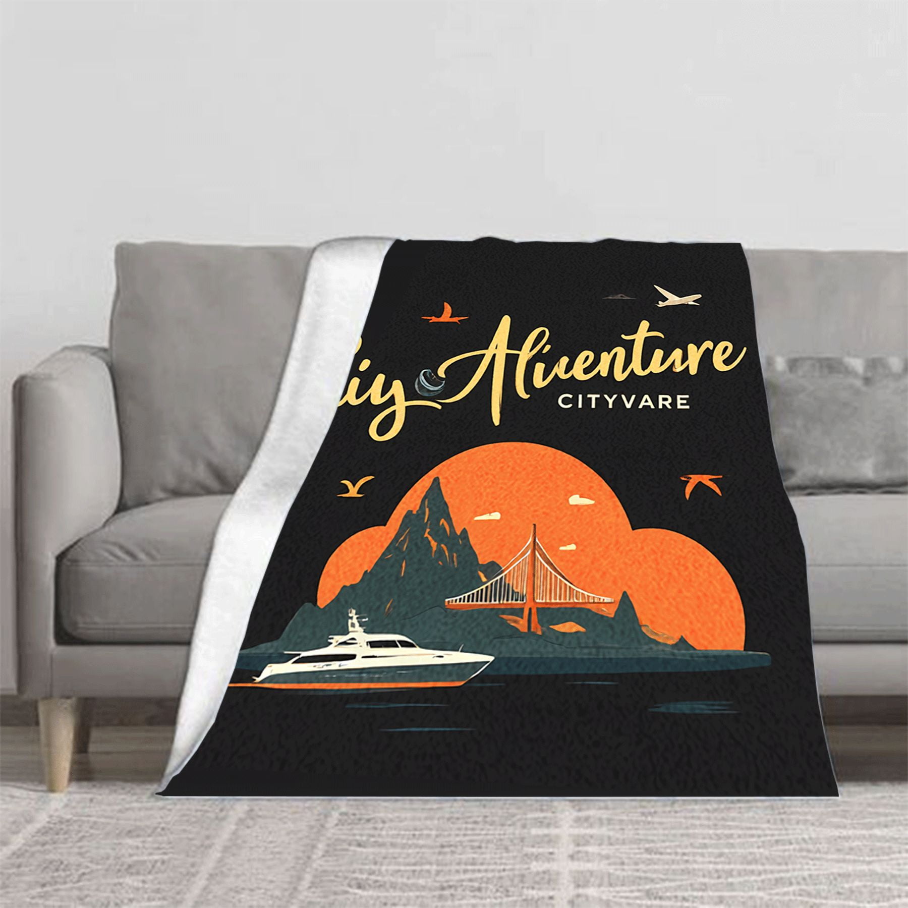 City Adventure Flannel Blanket - Soft Cozy Durable Design with Scenic ...