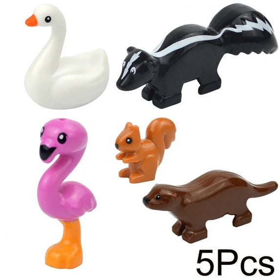 City Animal Building Blocks Duck Swan Pig Cat Figures Bird Dog Zoo Farm ...
