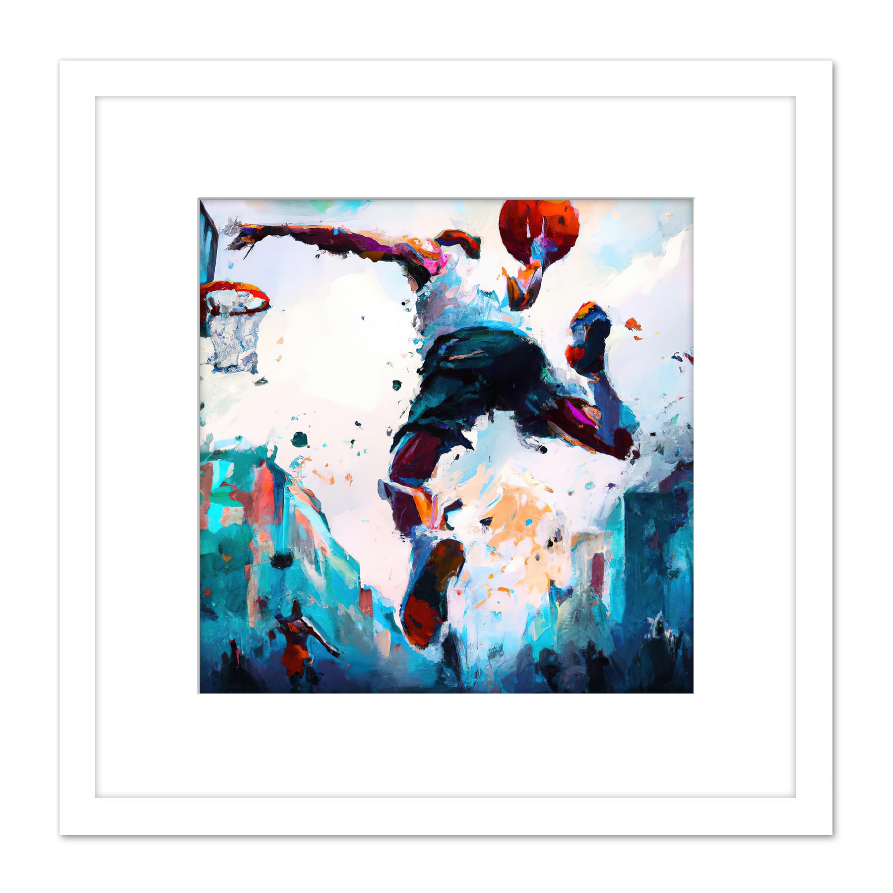 City Basketball Slam Dunk Sport Splatter Watercolour Painting Teal ...