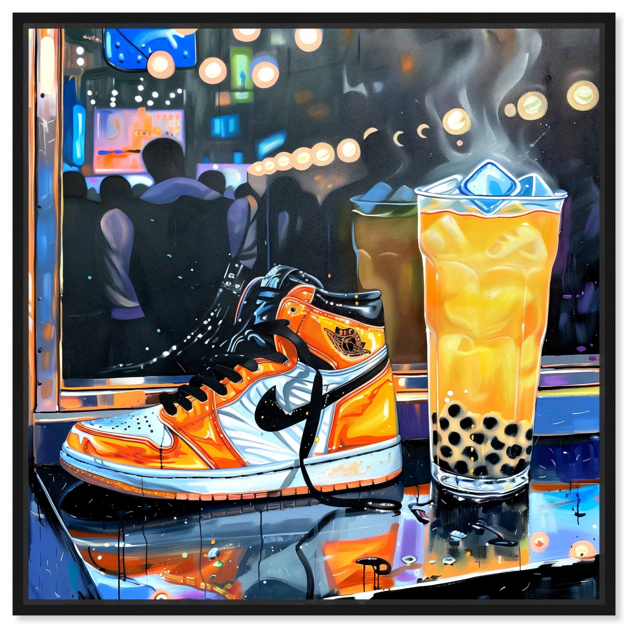 City Boba Sneaker Canvas Urban Art Prints by Notoriart, Black Frame, 20 ...