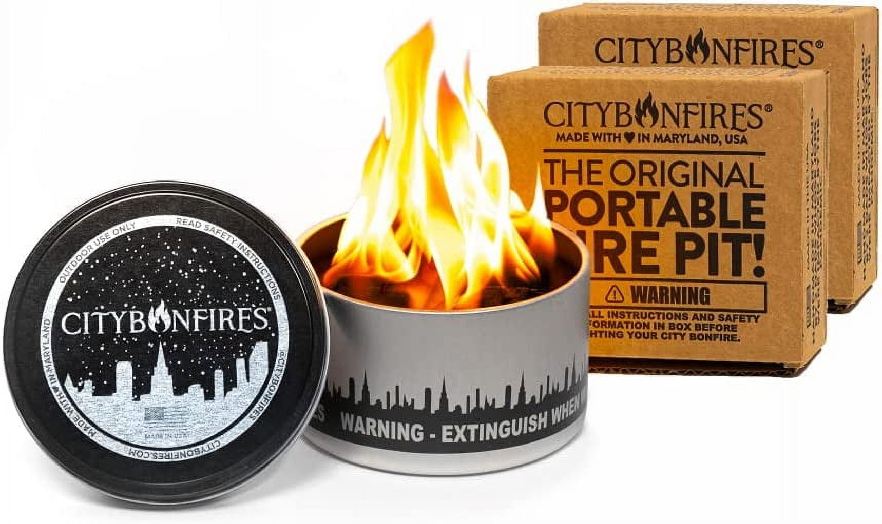 City Bonfires Portable Fire Pit - Mini Fire Pit, Table Top Firepit, No ...