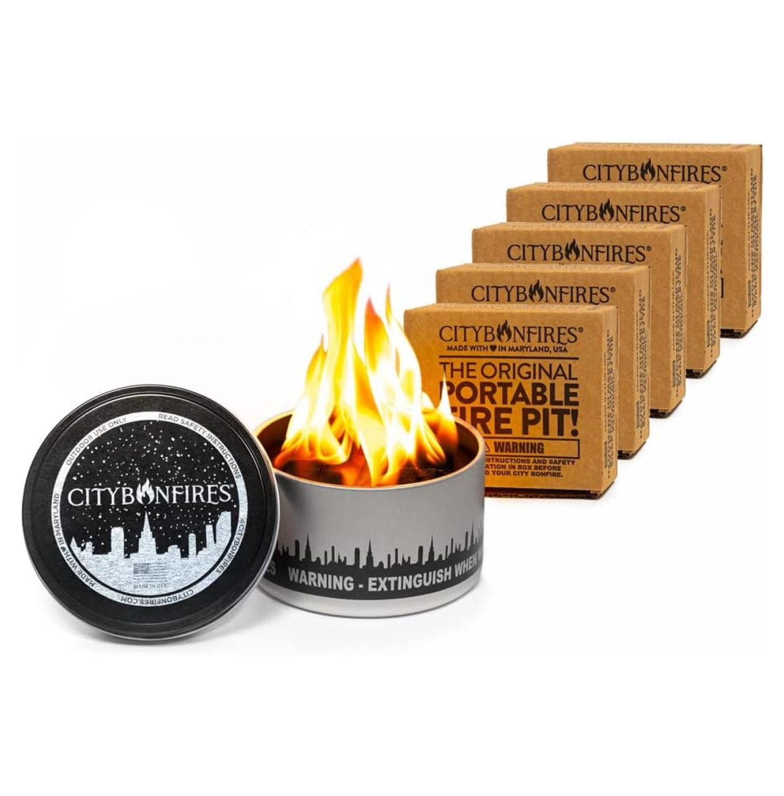 City Bonfires Portable Fire Pit - Mini Fire Pit, Table Top Firepit, No ...