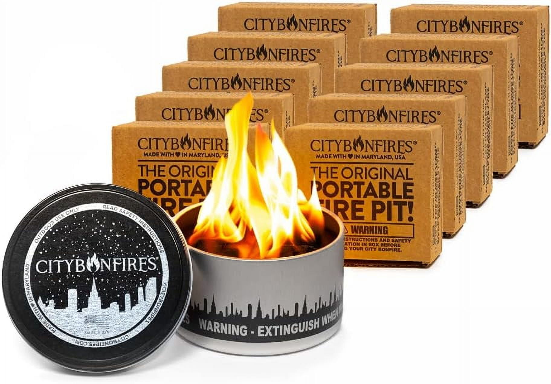 City Bonfires Portable Fire Pit - Mini Fire Pit, Table Top Firepit, No ...