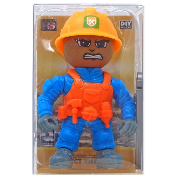 Construction Worker Toy Figures in Bright Colors for Creative Play