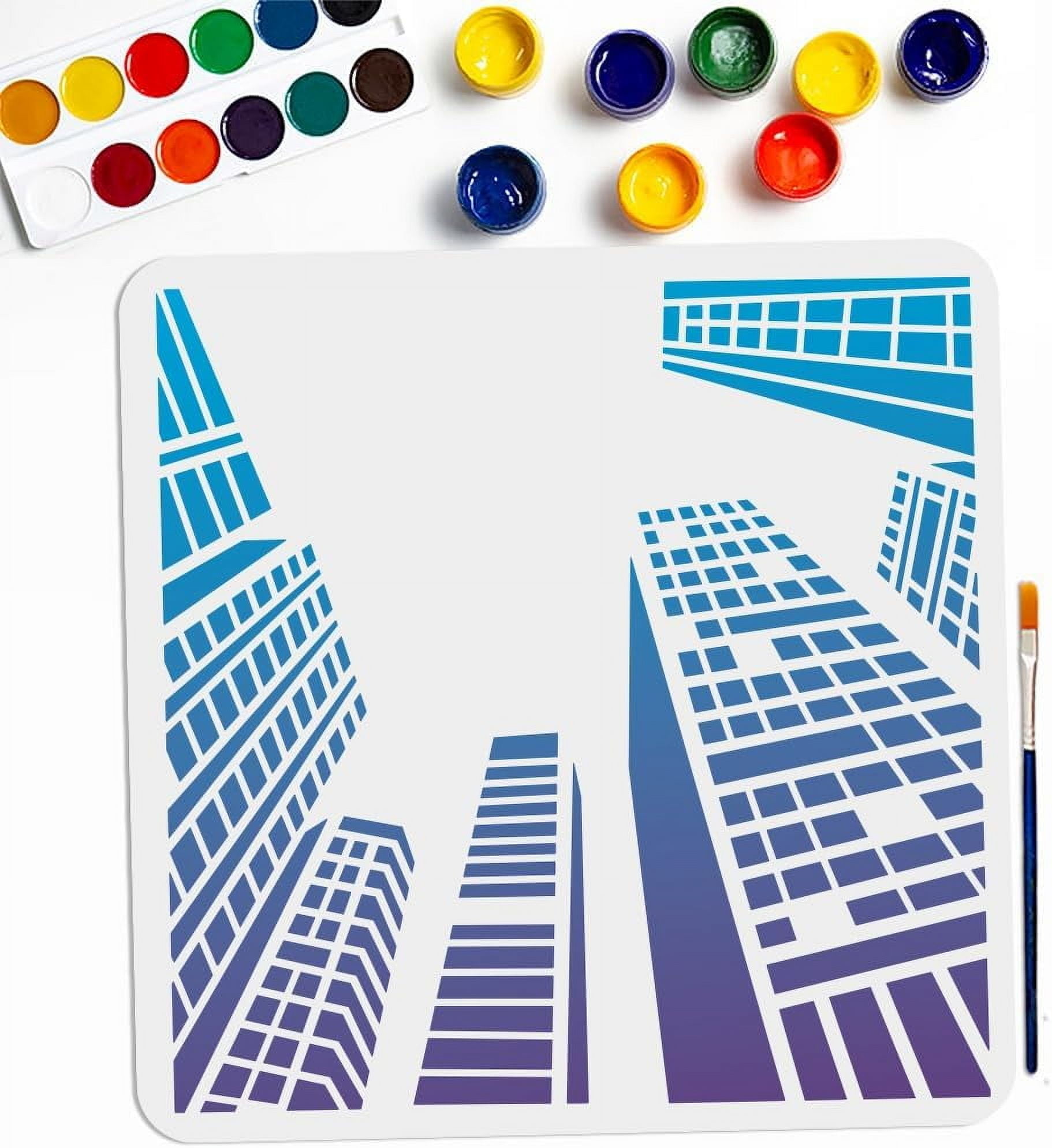 City Building Stencils 11.8×11.8inch Large City Skyscraper Template ...
