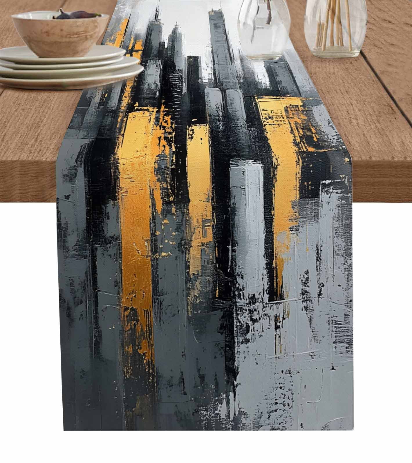 City Building Table Runner Cotton Linen 36 Inch Holiday Dresser Scarves ...