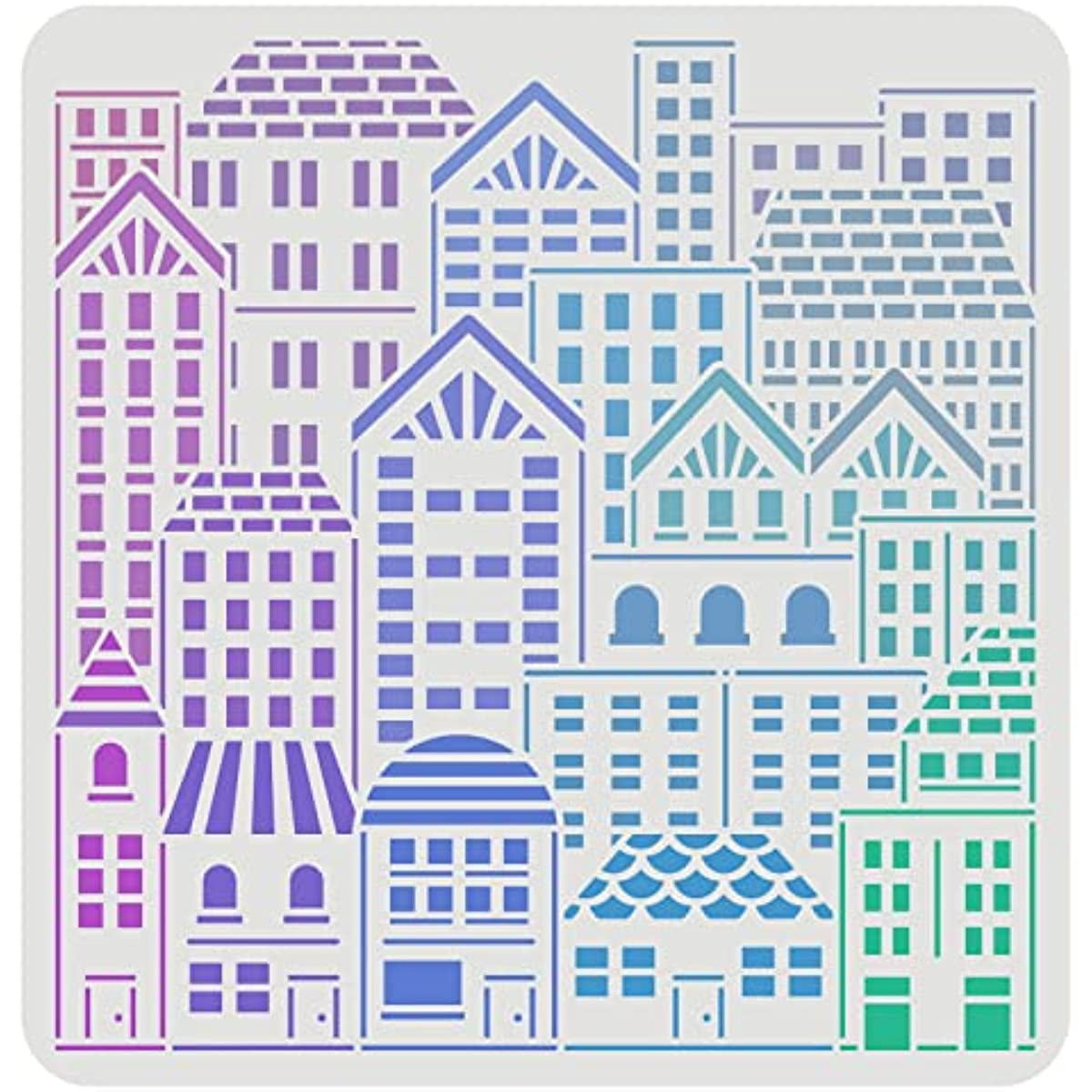 City Buildings Stencil Reusable Cityscape Drawing Stencil City House ...