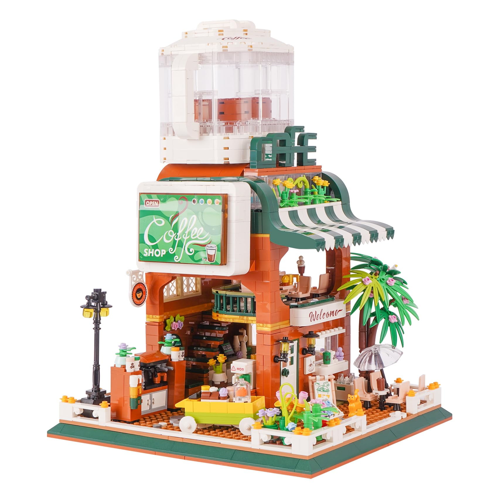 City Cafe Shop Building Block Set, Creative Street View Construction ...