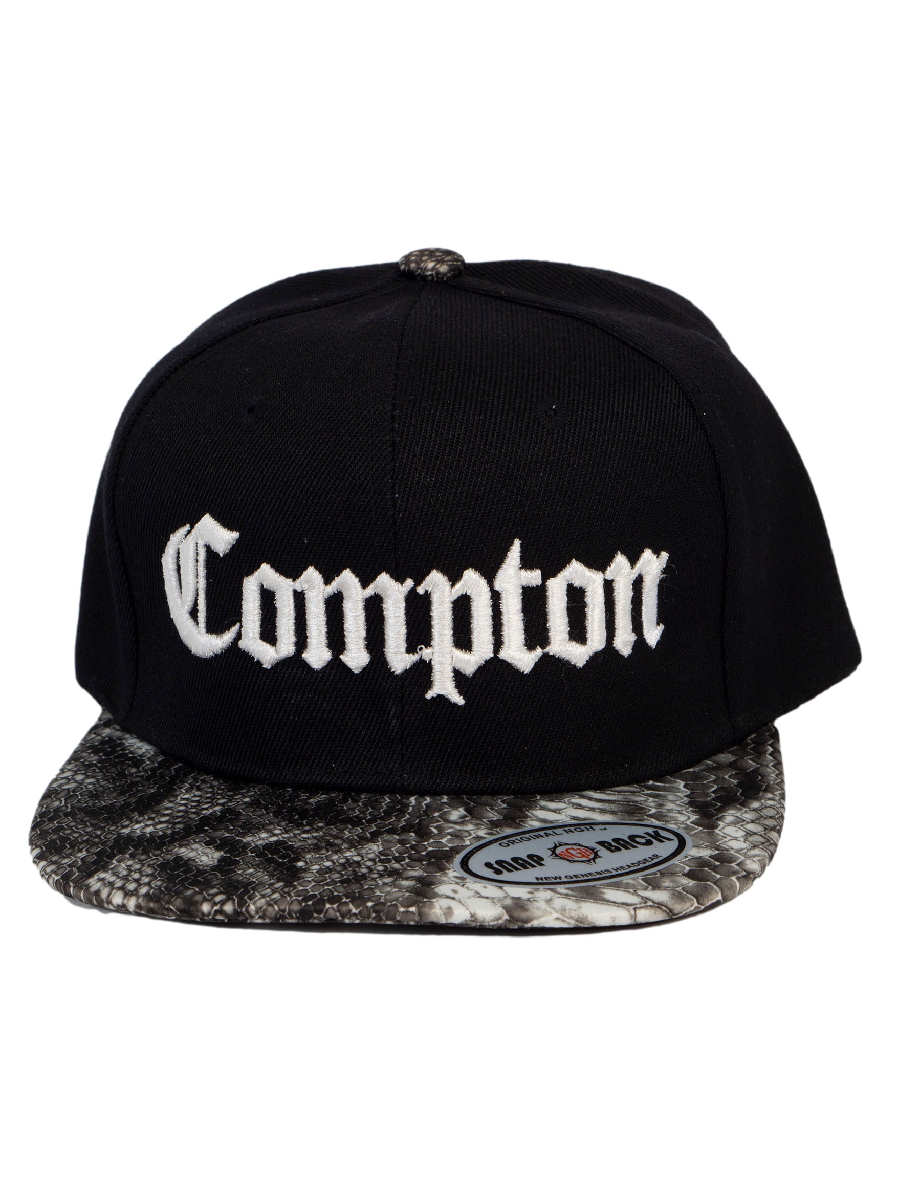 City Caps Compton Olde English Snapback w/ Bill Design - Black/Snake - Walmart.com
