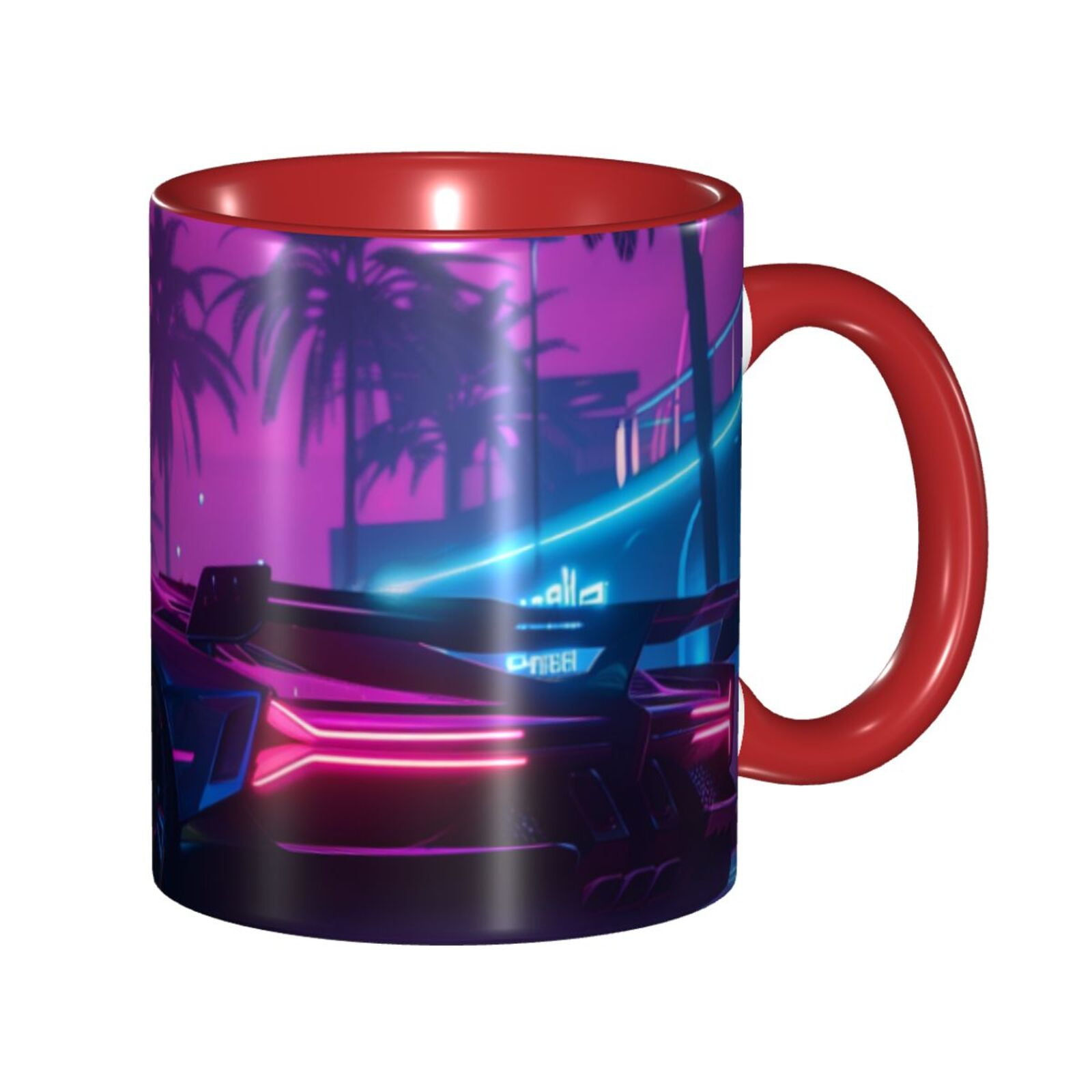 City Car Cyberpunk Coffee Mug Fun Custom Ceramic Mugs 11oz Red ...