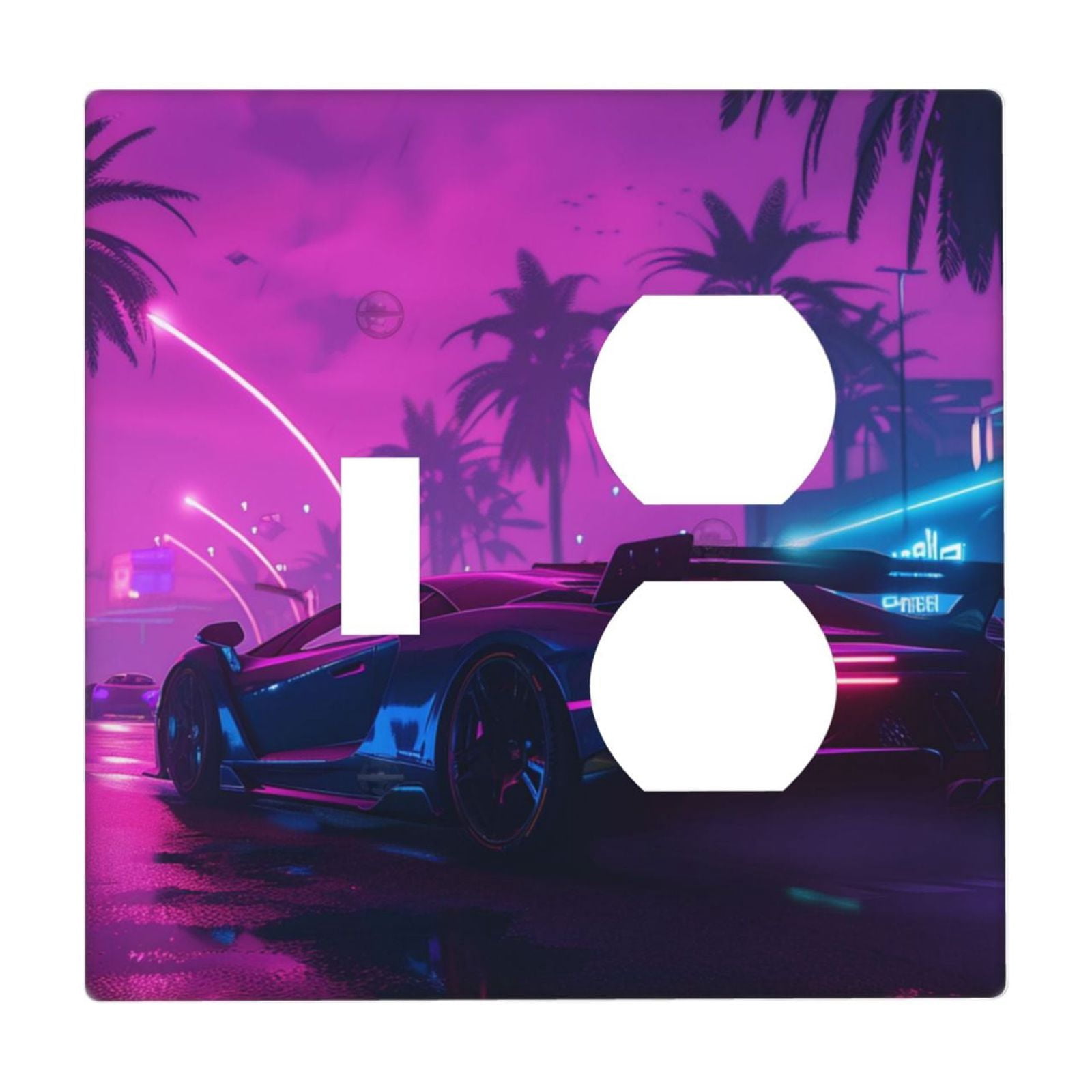 City Car Cyberpunk Switch Cover Decorative Wall Plate / 2-Gang 1-Toggle ...