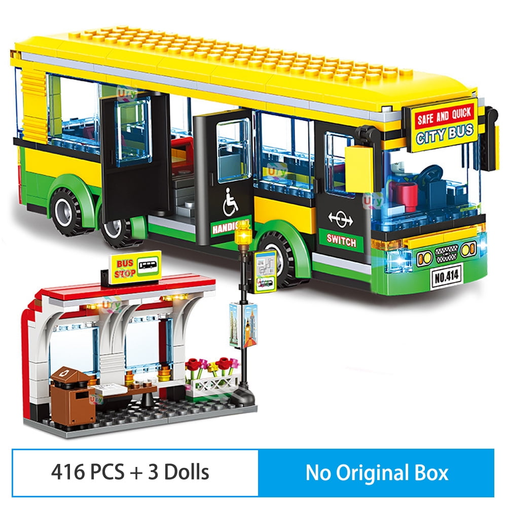 City Car Yellow Passenger School Bus Station Single-Deck Public Set ...