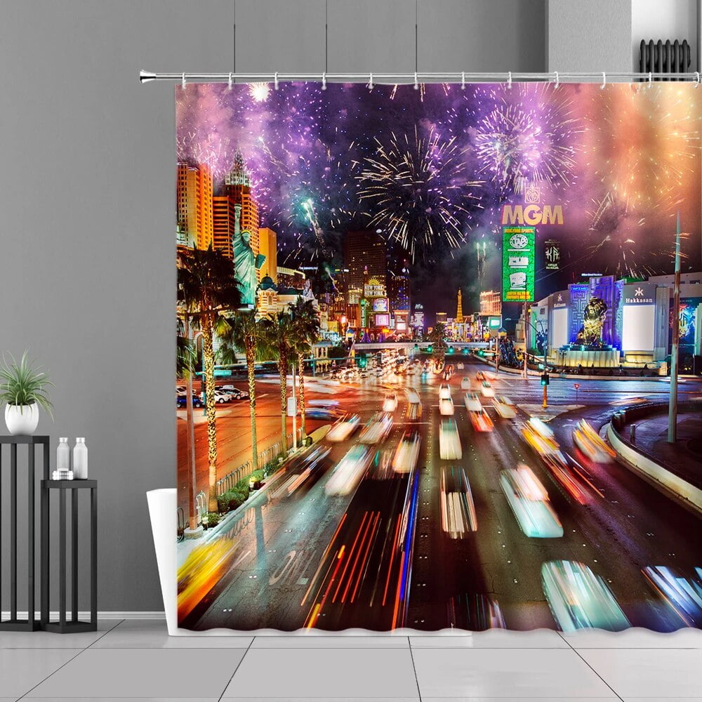 City Chic Design Scenery Bathroom Shower Curtain Modern Black White Art ...