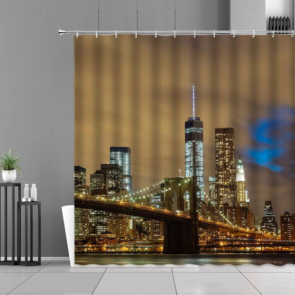 City Chic Design Scenery Bathroom Shower Curtain Modern Black White Art ...
