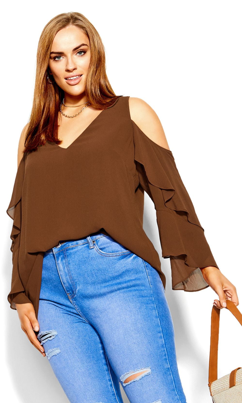 City Chic Women's Plus Size Hi Lo Cold Shoulder Top - Walmart.com