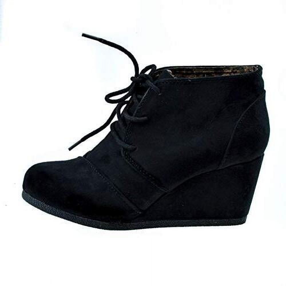 City Classified Soda Rex Black Lace Up Oxford Wedge Booties (8.5 ...