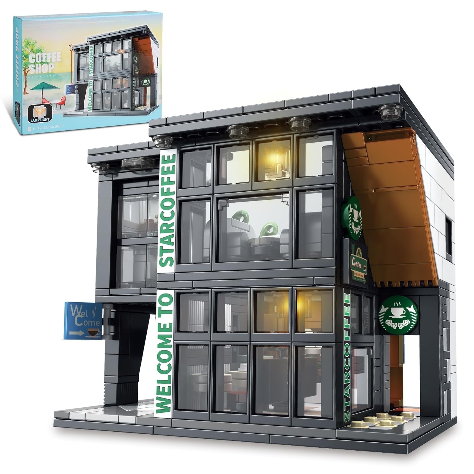 City Coffee House Architecture Building Blocks Set for Adults, Street ...