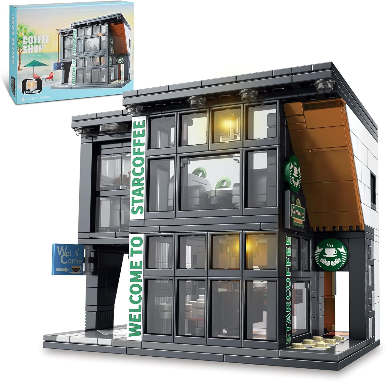 City Coffee House Architecture Building Blocks Set ,Street View Modern ...