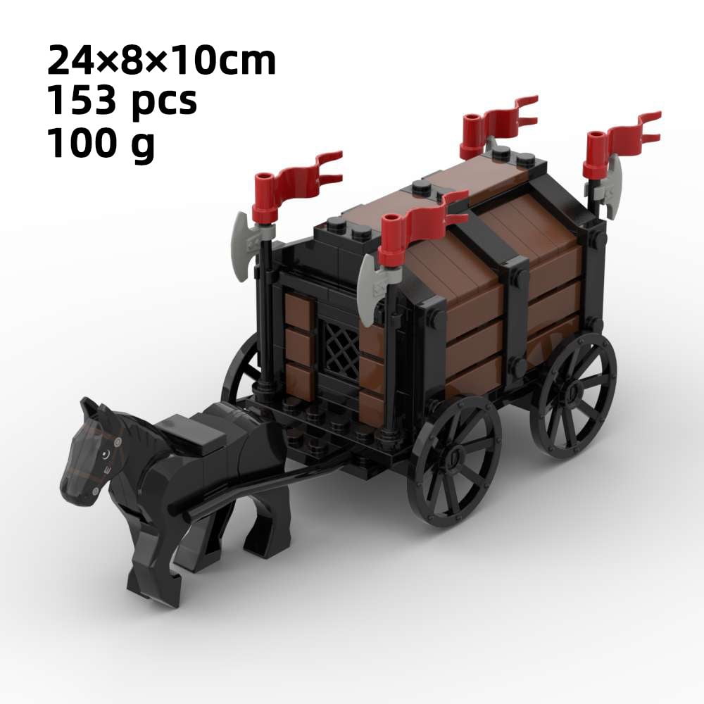 City Creativity DIY Medieval Military Knight Carriage Chariot MOC Model Building Blocks Bricks ...