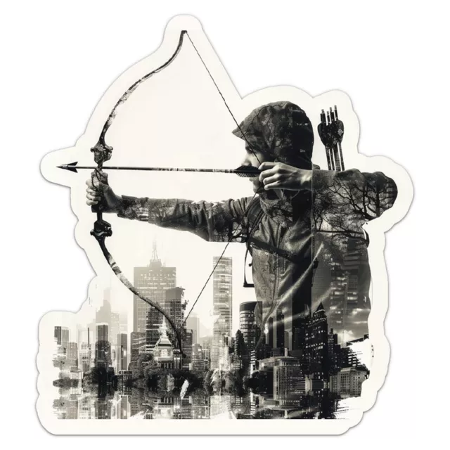 City Double Exposure Men Archery Sticker Phone Decal Water Bottle ...