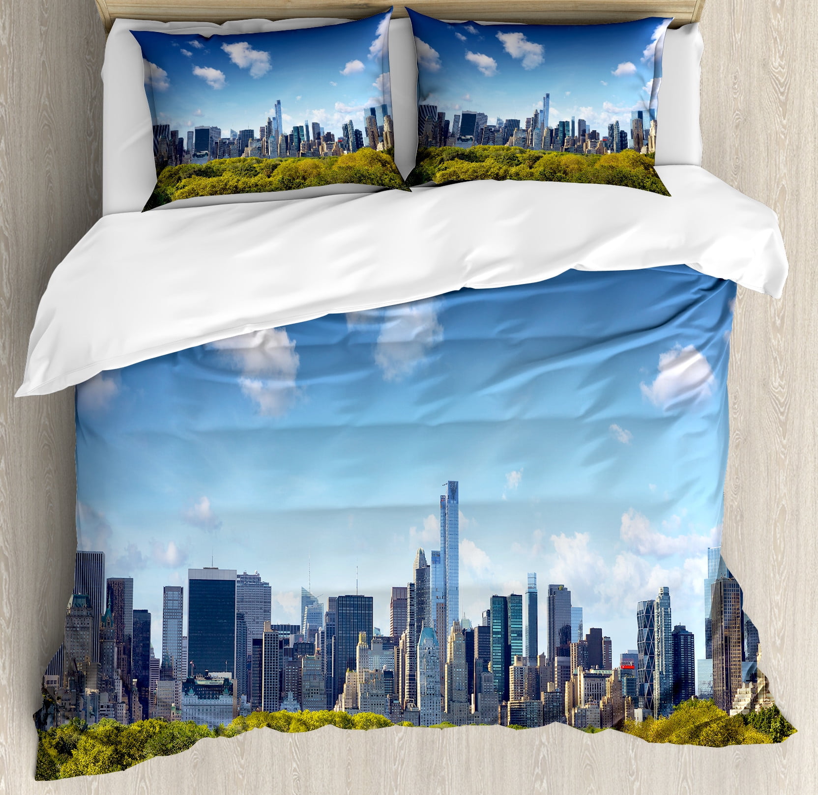 City Duvet Cover Set, Manhattan Skyline with Central Park in New York ...