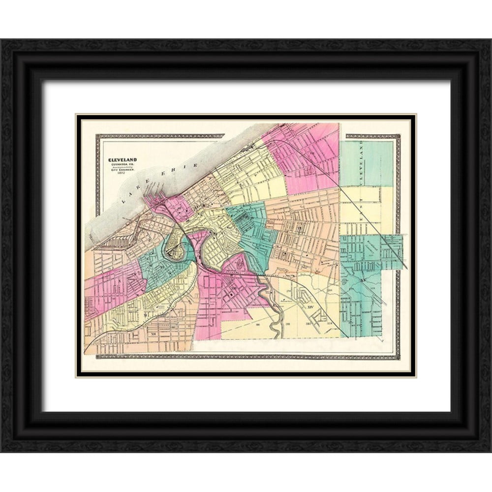 City Engineer 24x19 Black Ornate Wood Framed with Double Matting Museum ...