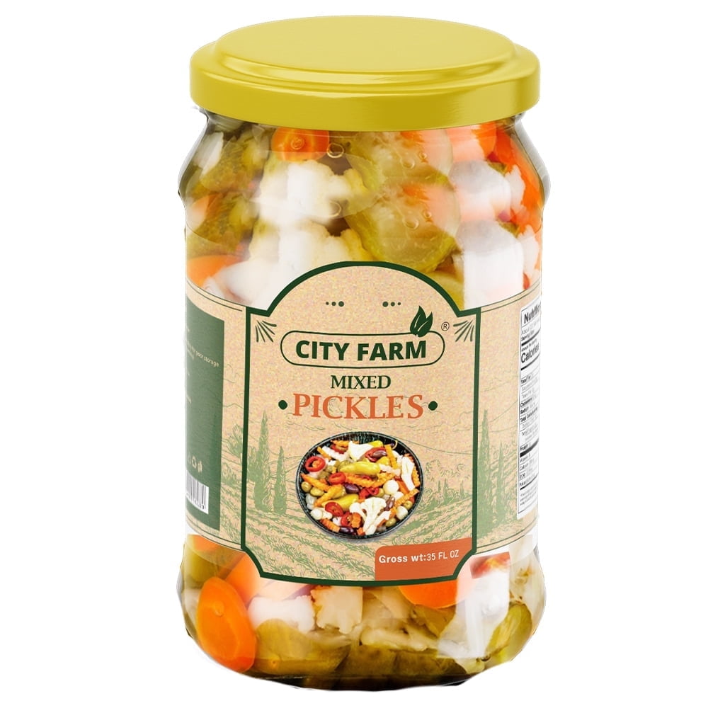 City Farm Shelf-Stable Mixed Pickles, 35 fl oz Glass Container ...