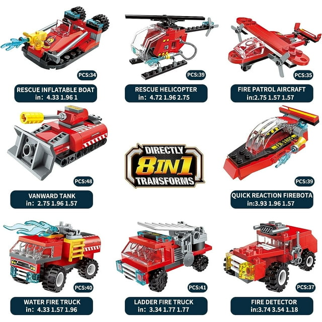 City Fire Truck Building Kit for Kids 6-12 Years Old, Compatible with ...