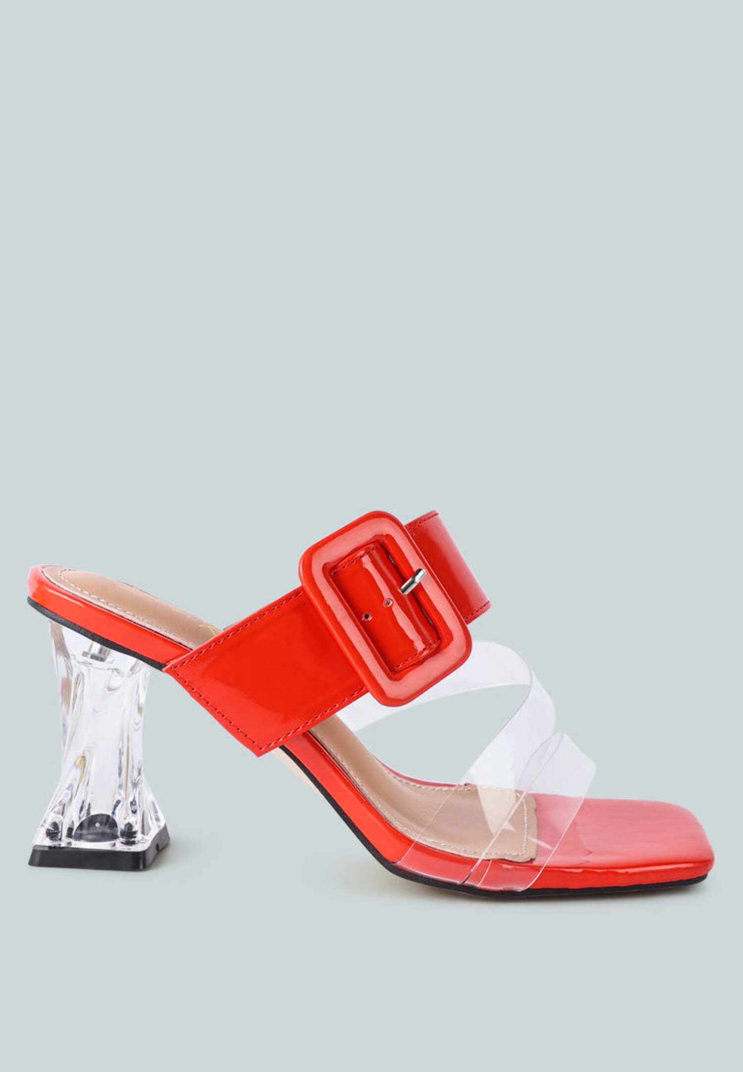 City Girl Buckle Detail Clear Spool Heel Sandals - Walmart.com