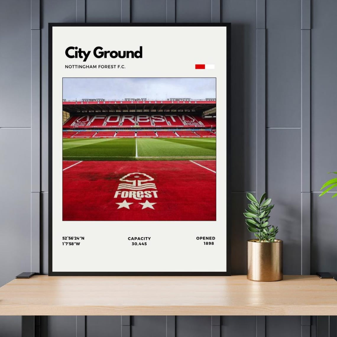 City Ground Stadium Print: Nottingham Forest F,C, Art, Unframed Canvas ...