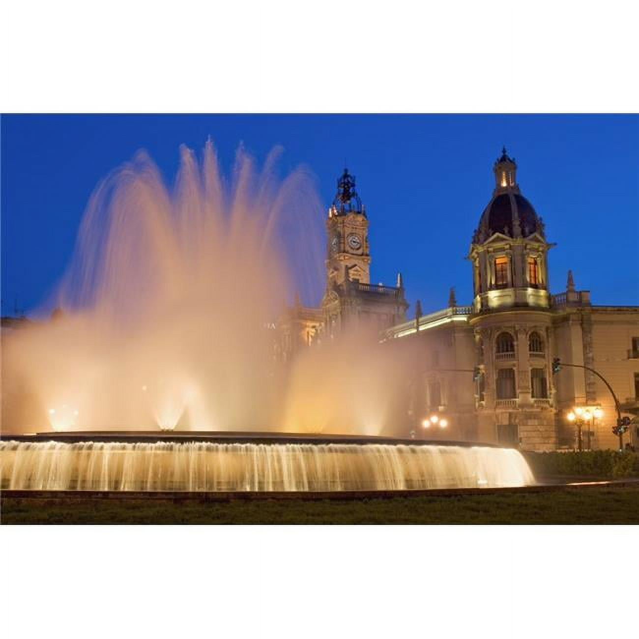 City Hall & Fountain At Dusk Poster Print - Walmart.com
