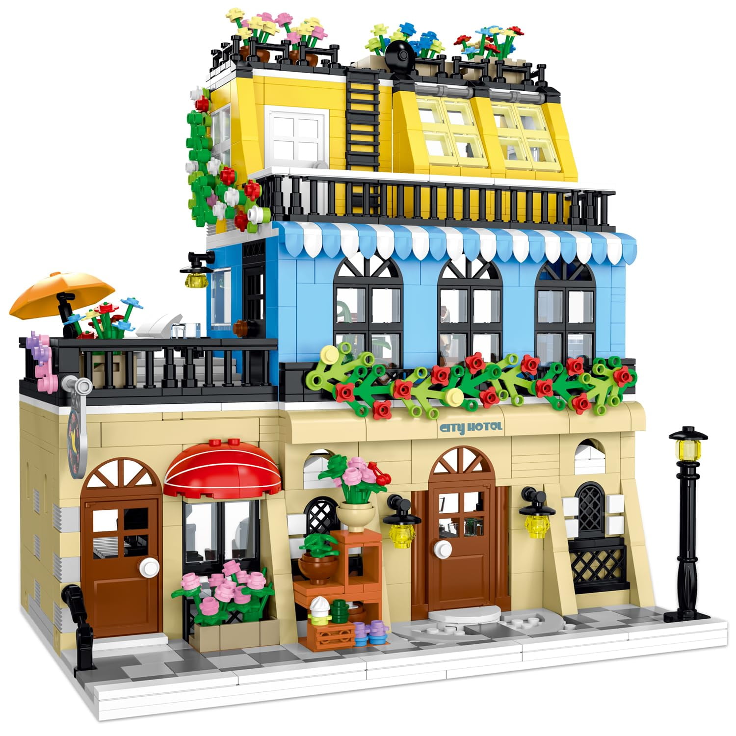 City Hotel Building Block Set, 1464 pcs House Modular Building Model ...