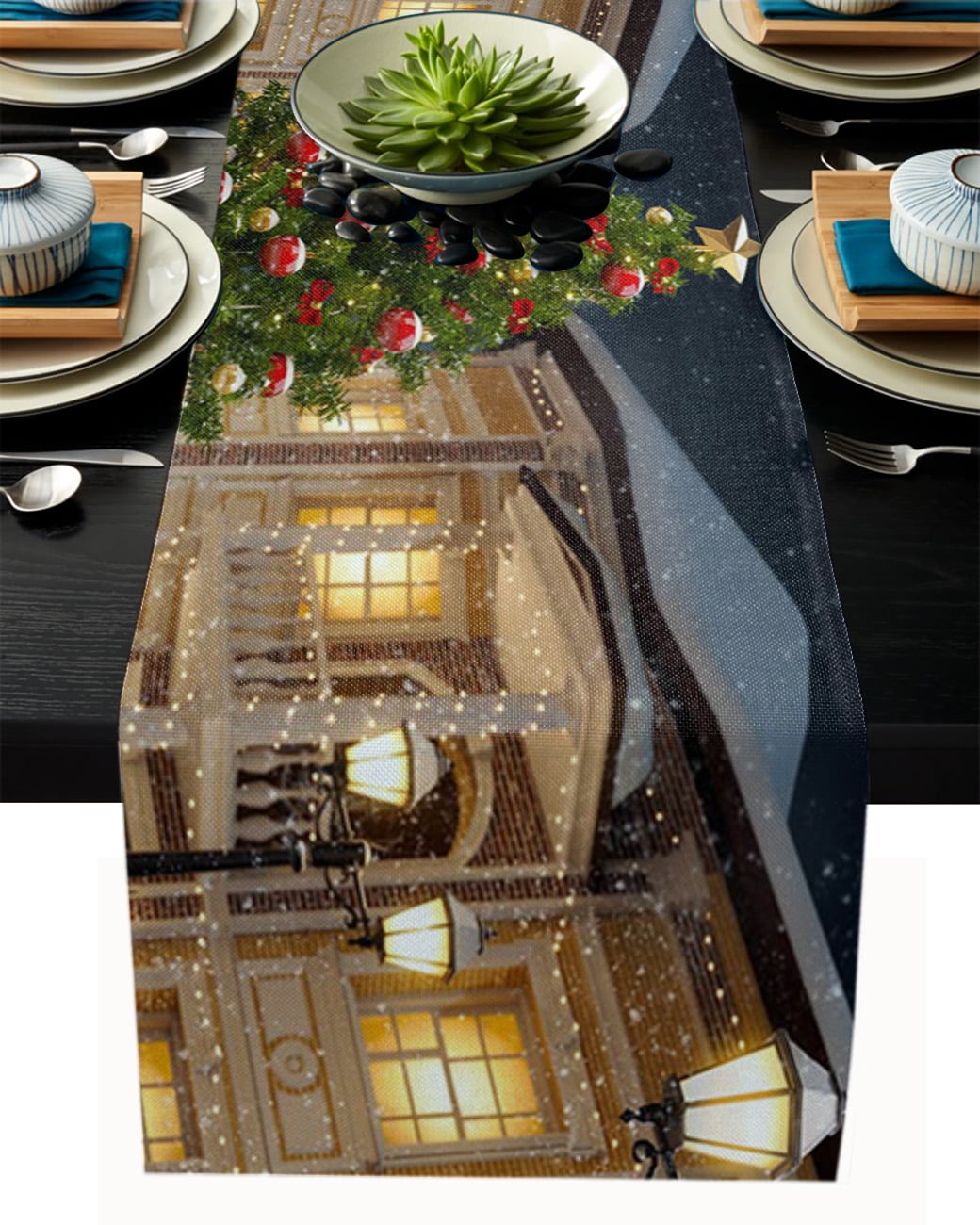 City Houses Building Luxury Table Runner Dining Table Wedding Party ...