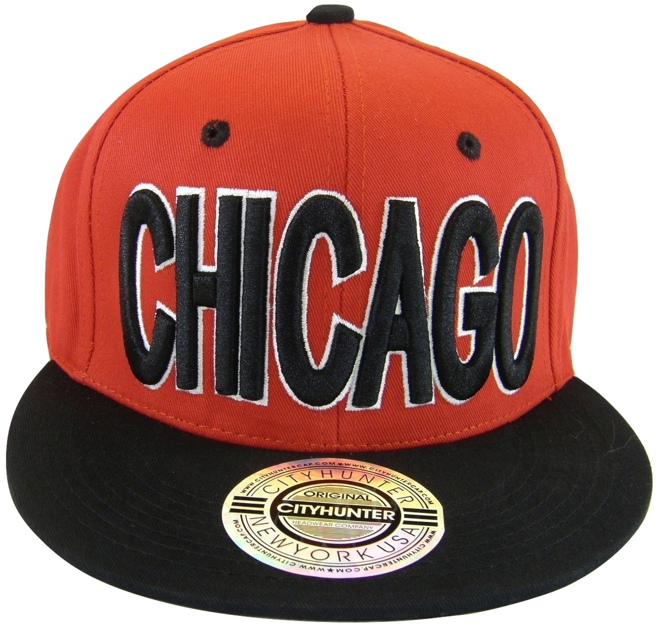 City Hunter Chicago Script Men's Adjustable Snapback Baseball Caps (Red ...