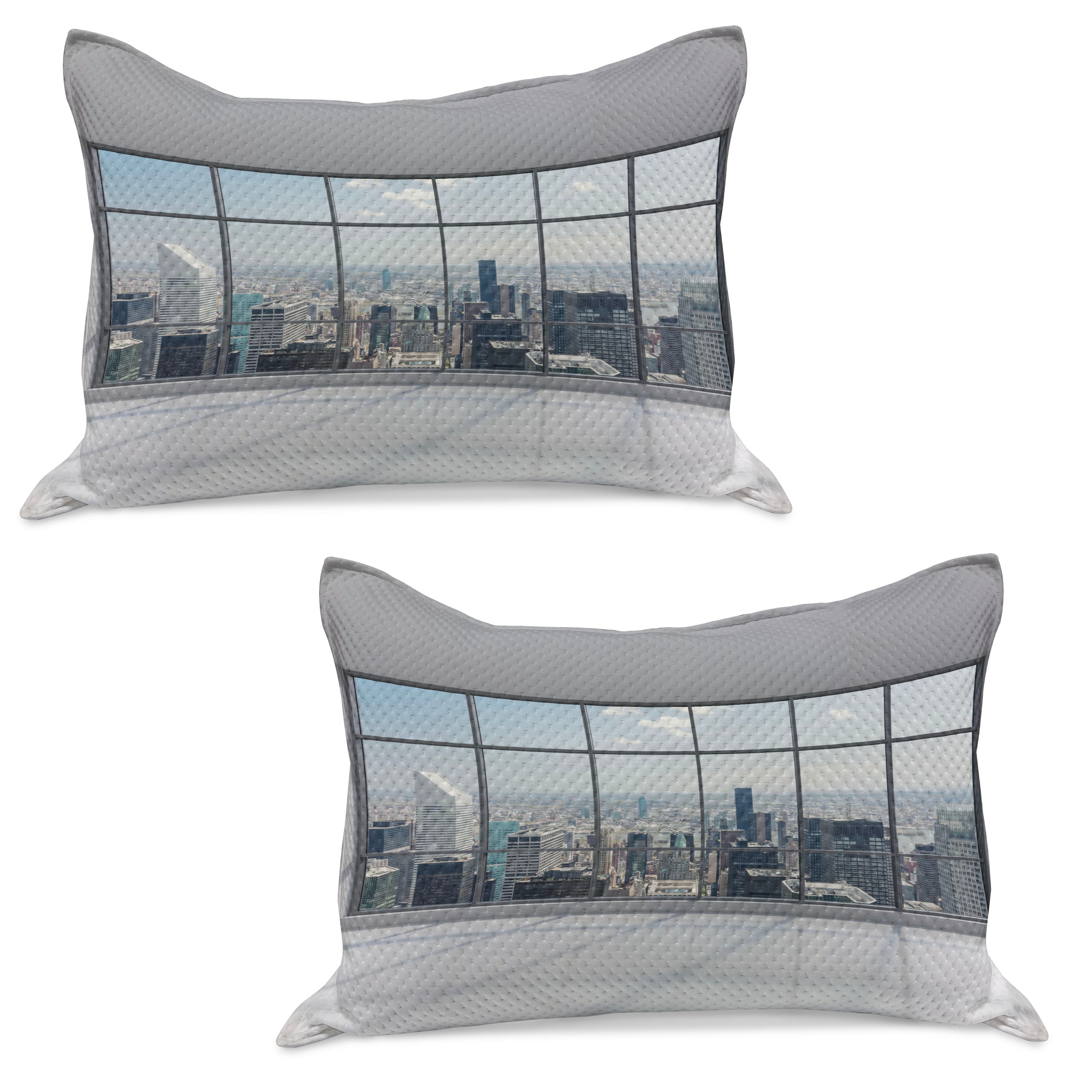 City Knitted Quilt Pillowcover Set of 2, Clean Office with Big Window ...