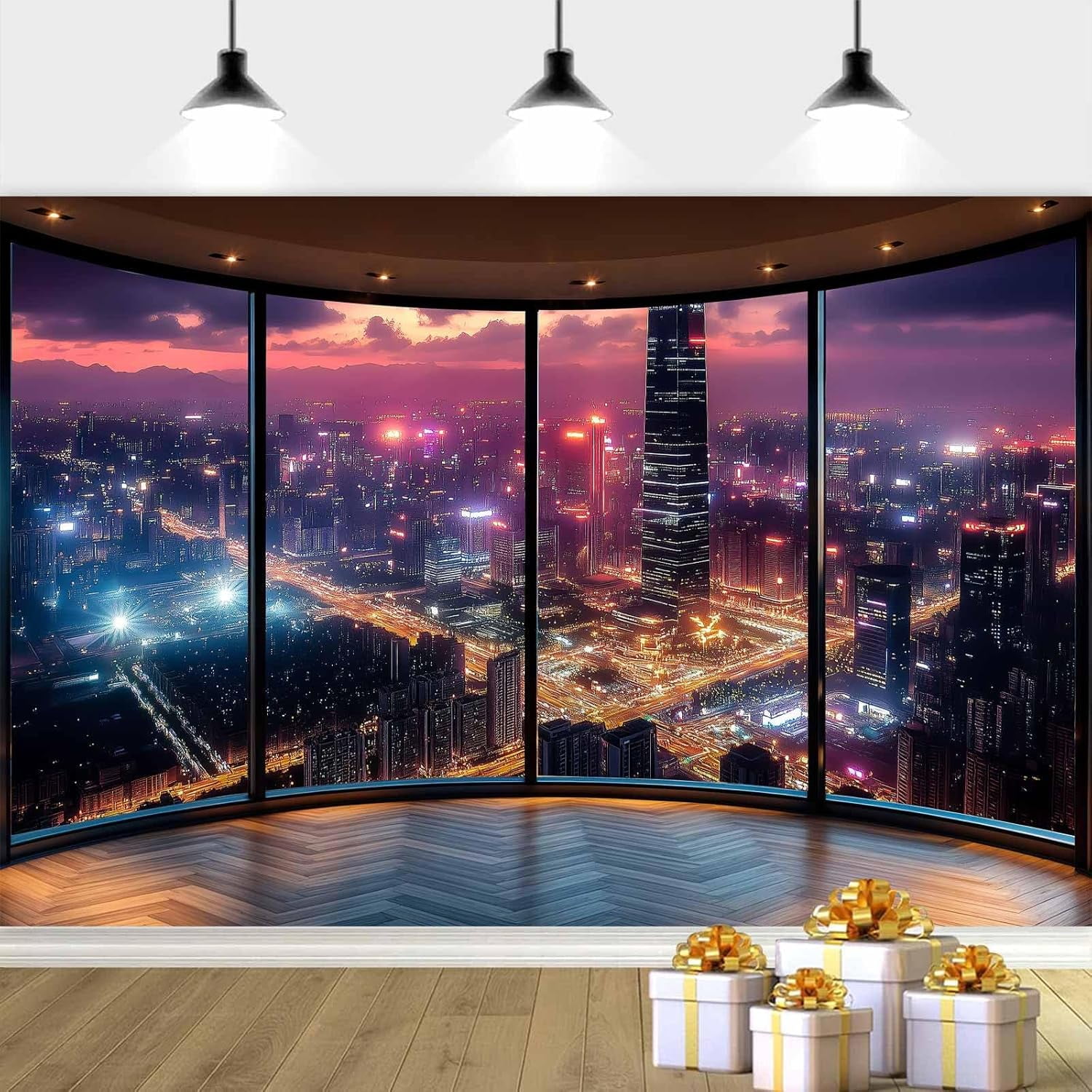 City Landscape Backdrop Modern Office Backdrop Night Modern City ...
