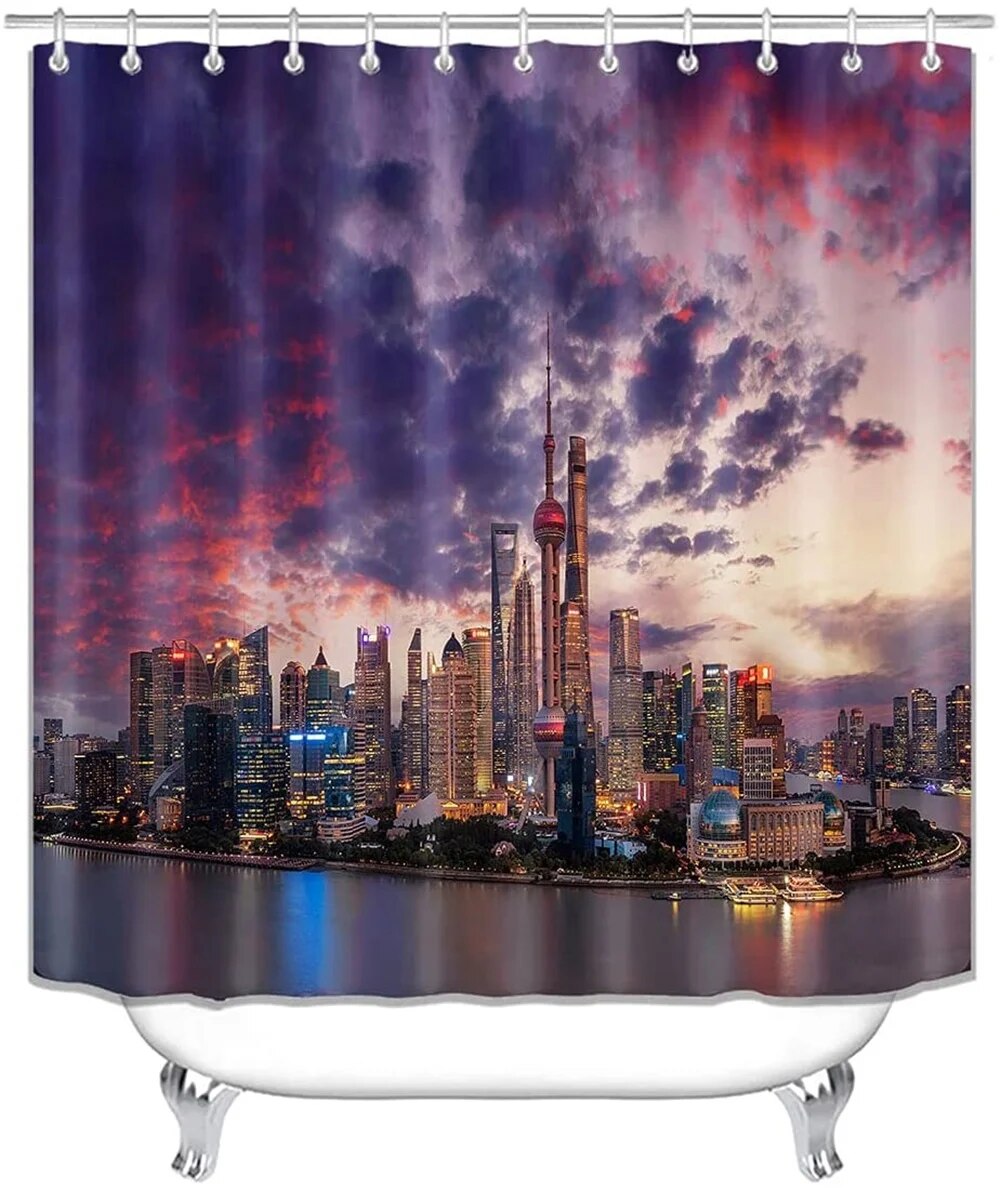 City Landscape of Sydney Bathroom Shower Curtain Sets Rug Bath Mat ...