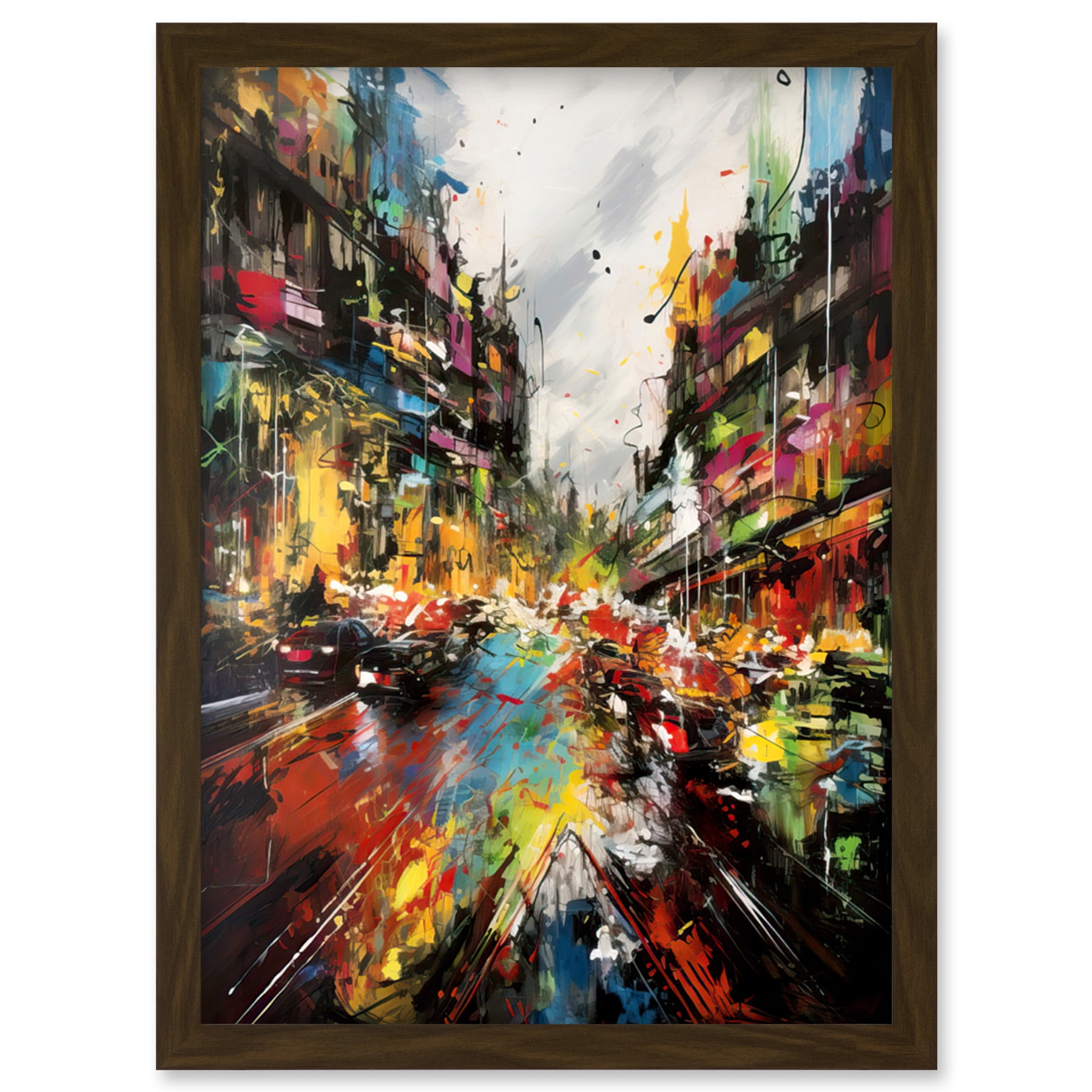 City Life Traffic Grey Abstract Action Cityscape Artwork Framed Wall ...