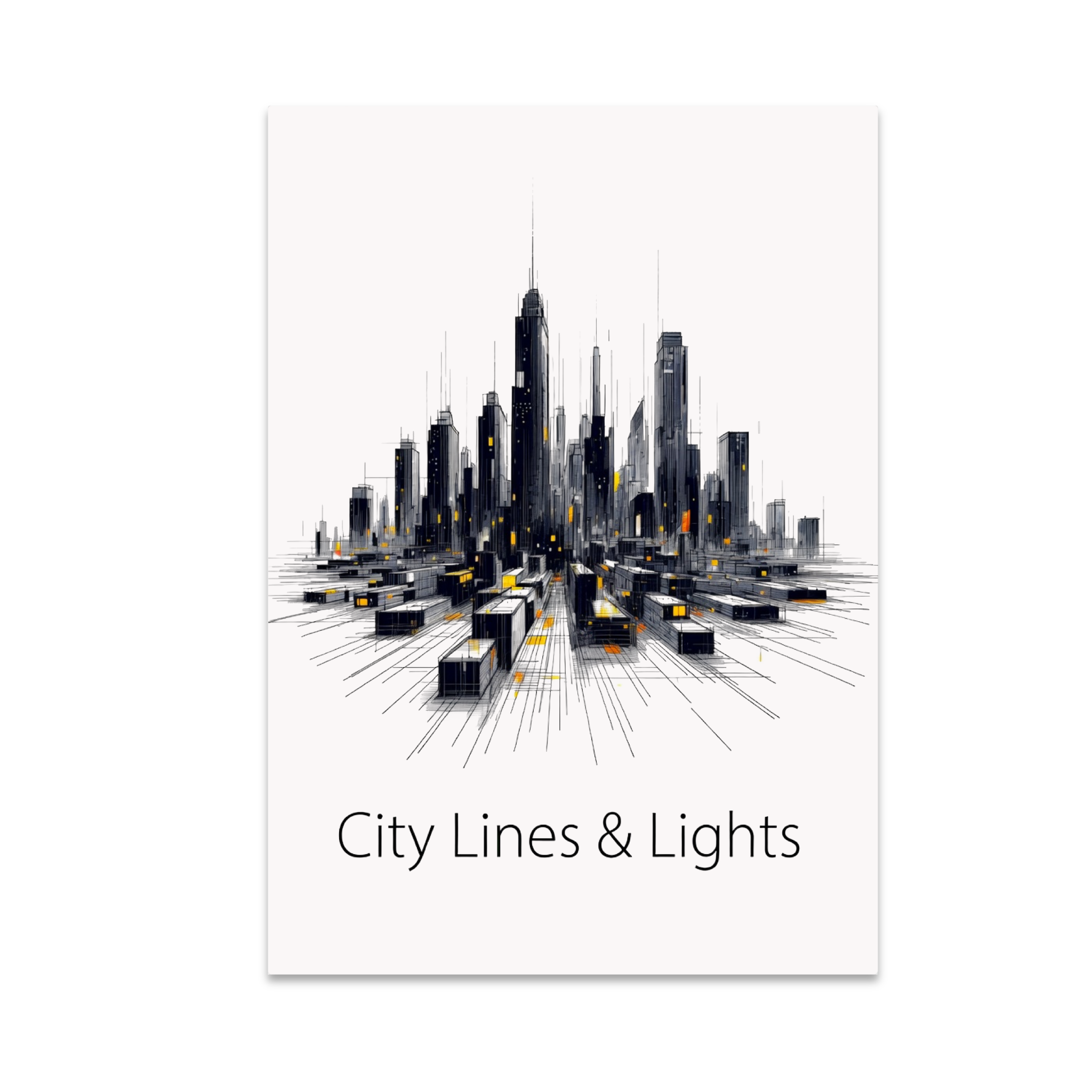 City Lines Lights Urban Skyline Art - Cityscape Enthusiast - 13x19 ...