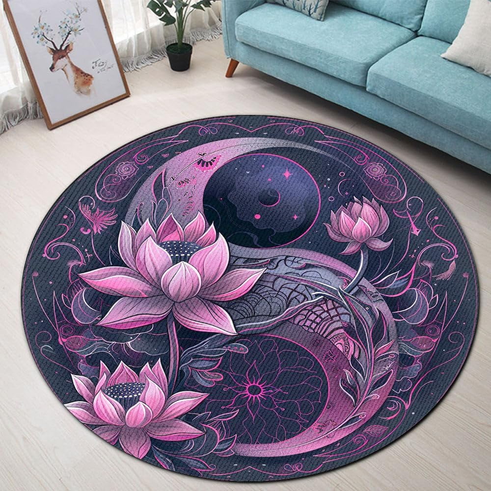 City Map Round Area Rug, roads and buildings circle carpet for playroom ...