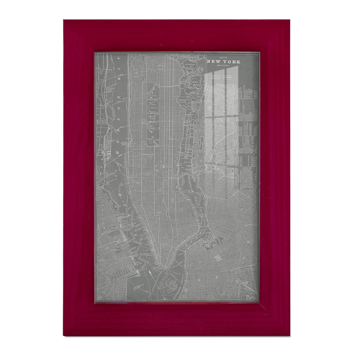 City Map of New York -Framed Print w/glass-Cherry Red - Walmart.com