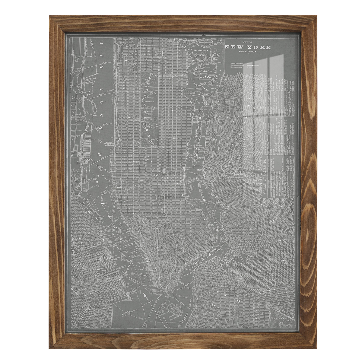 City Map of New York -Framed Print w/glass-Walnut - Walmart.com